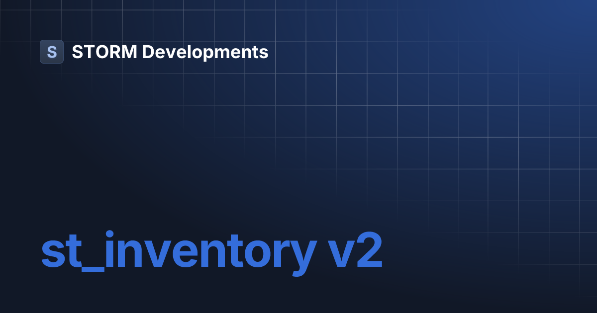 st_inventory v2 | STORM Developments